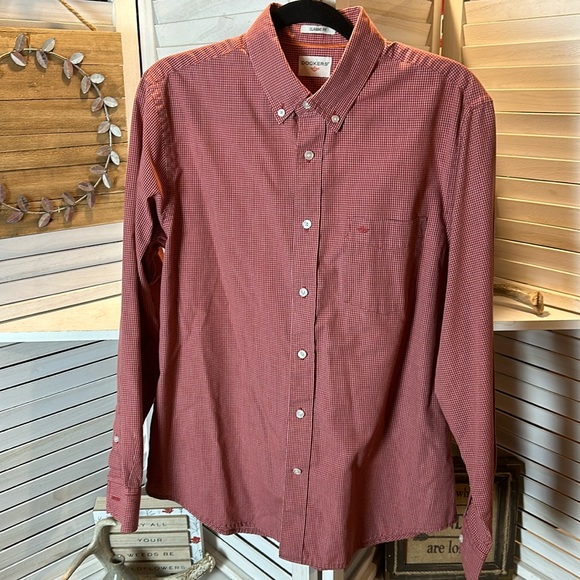 Dockers | Shirts | Dockers Muted Red And White Checkered Dress Shirt ...